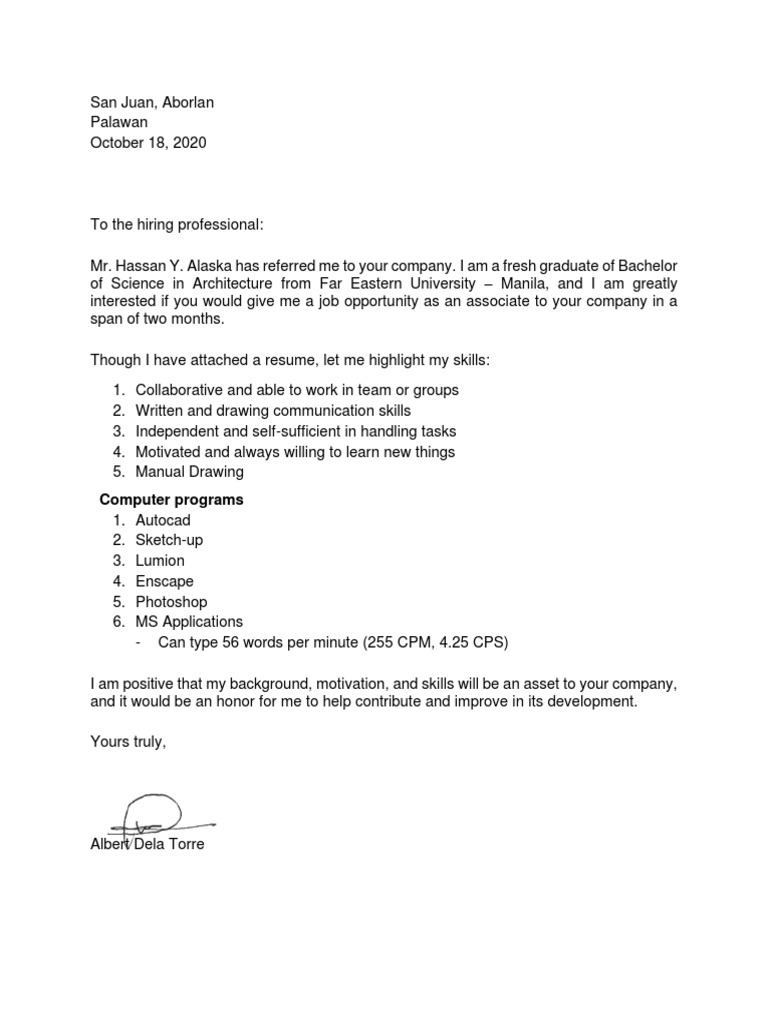 Application Letter | PDF