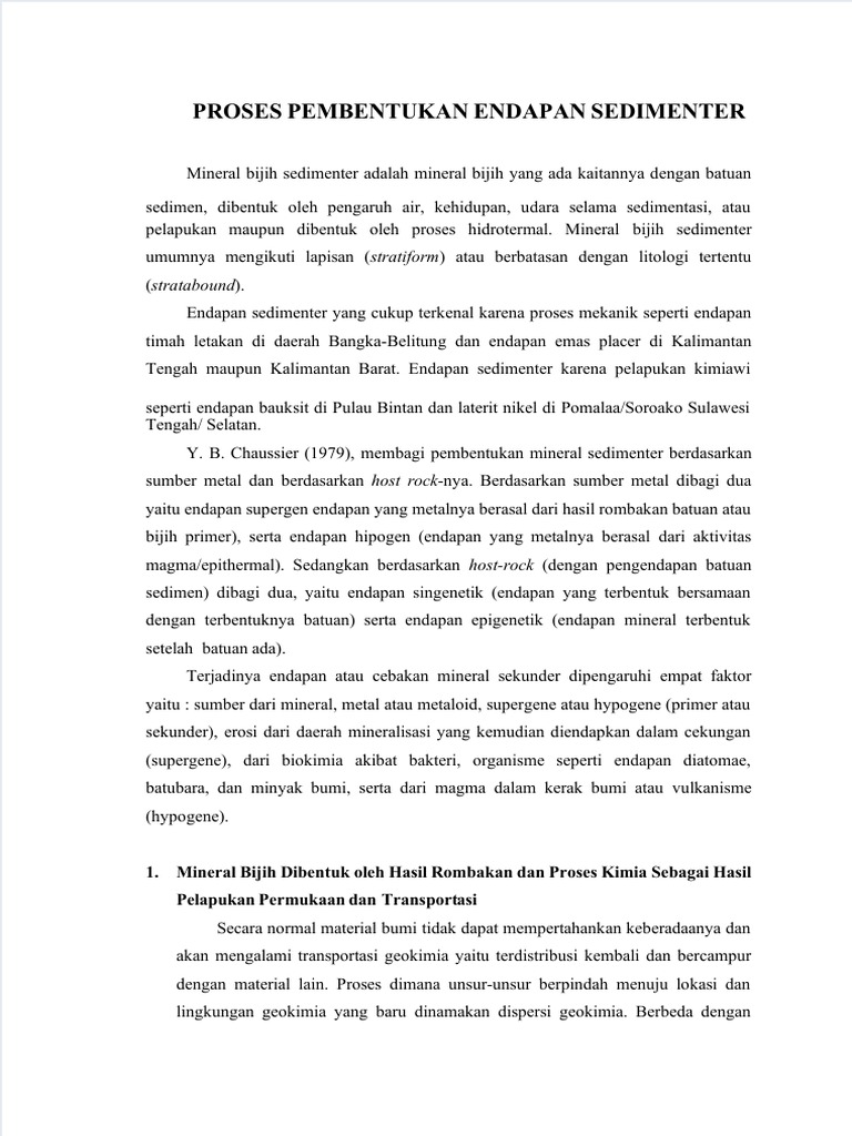 Proses Pembentukan Endapan Sedimenter | PDF