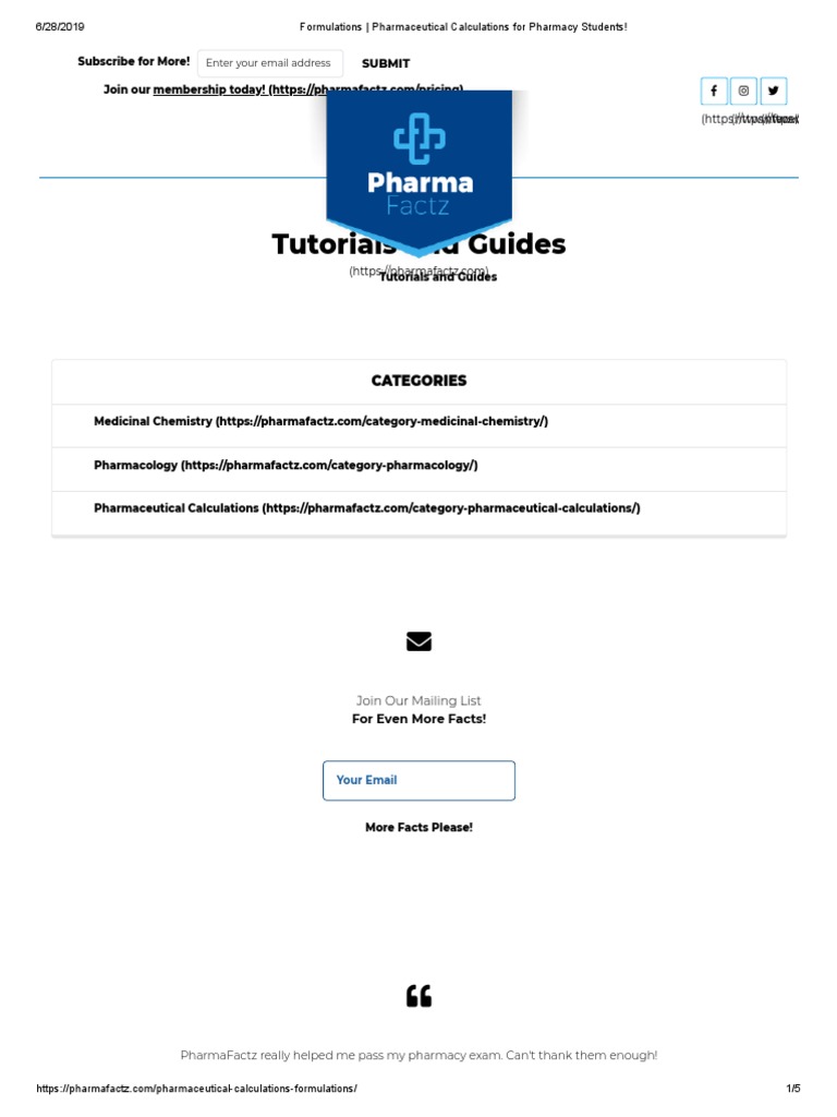 Formulations - Pharmaceutical Calculations For Pharmacy Students! | PDF ...