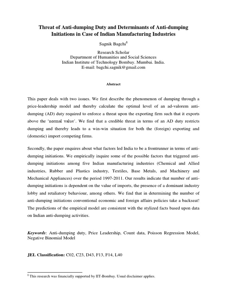 Anti Dumping | PDF | Dumping (Pricing Policy) | Profit (Economics)