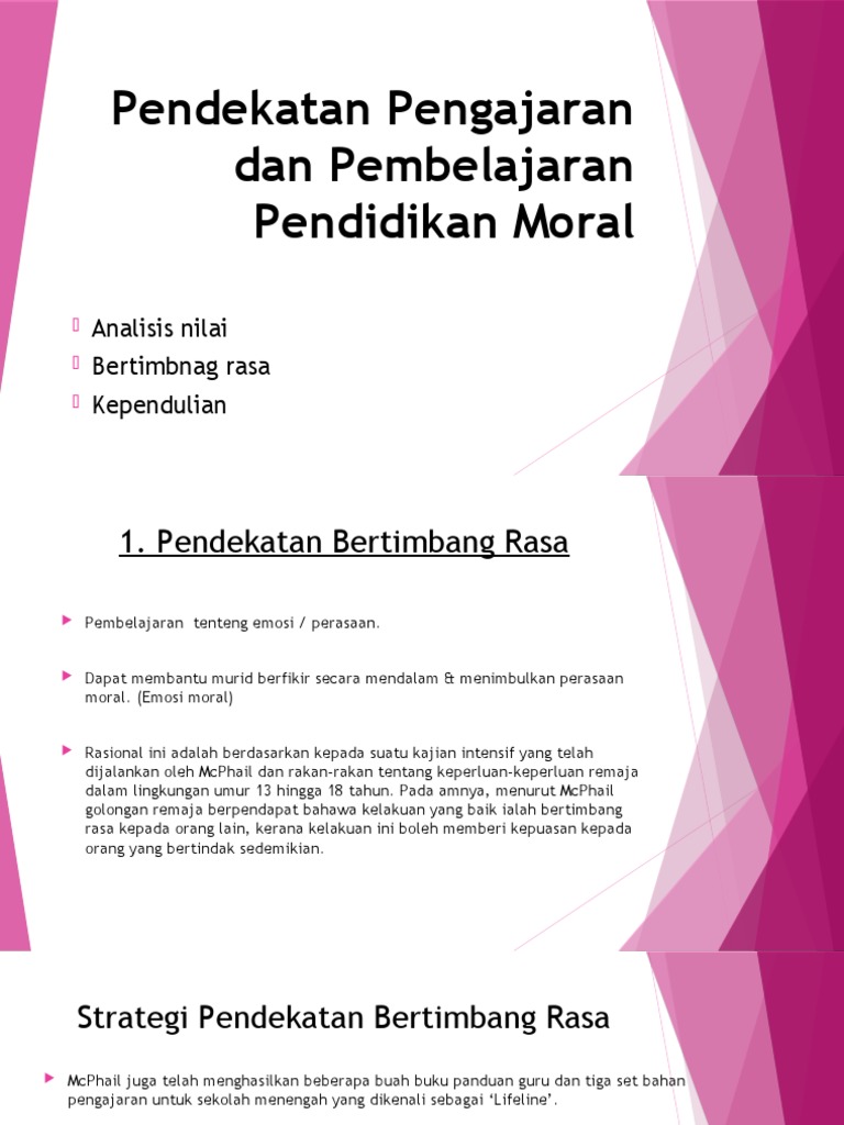 Pendekatan Pengajaran Dan Pembelajaran Pendidikan Moral | PDF | Karier & Perkembangan
