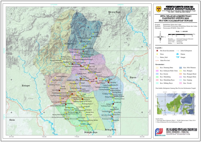 Peta Wilayah Administrasi Kabupaten Gunung Mas Provinsi Kalimantan ...