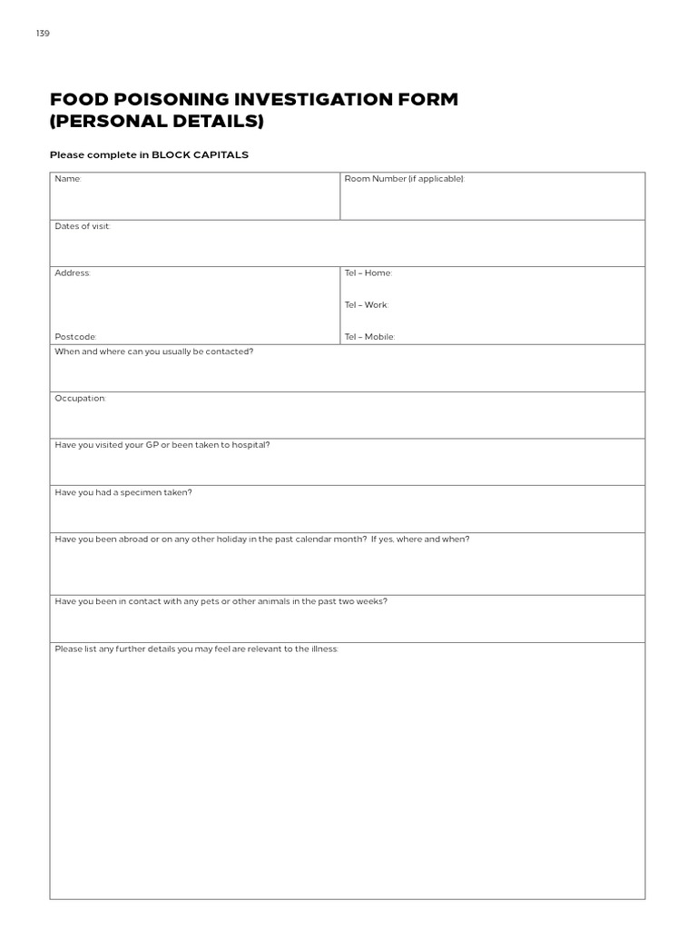 Food Allegation Investigation Form | PDF | Dinner | Lunch