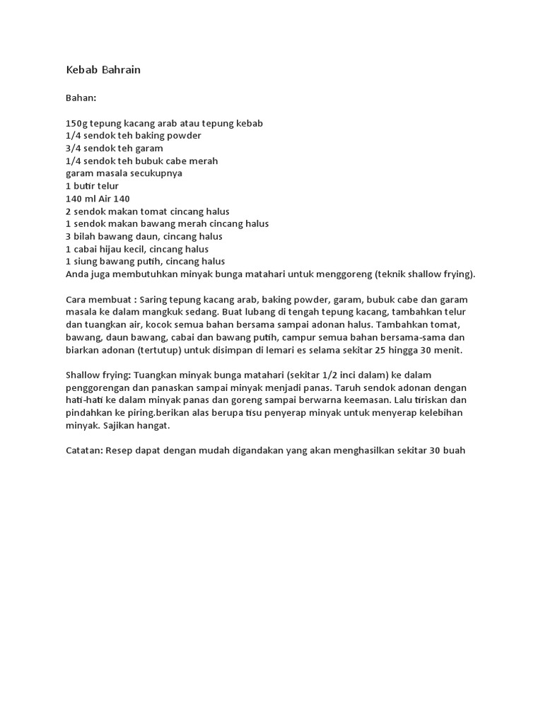 Resep Bahrain Kebab | PDF