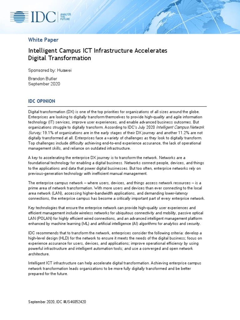 IDC WP Intelligent Campus ICT Infrastructure Accelerates Digital ...
