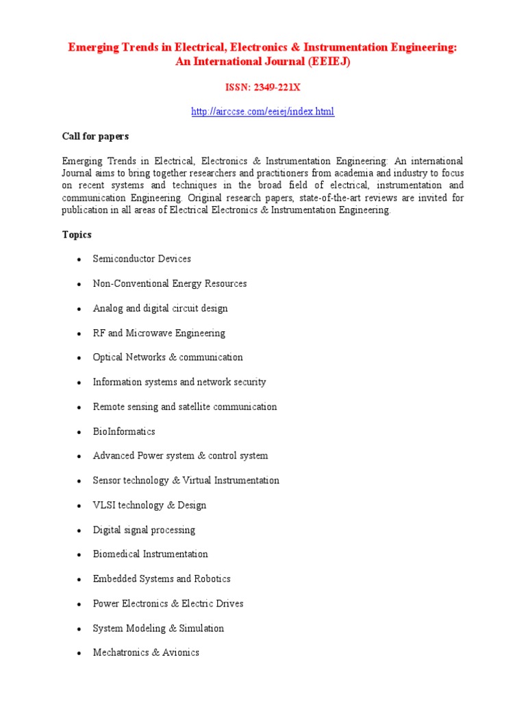 Emerging Trends in Electrical Electronics Instrumentation Engineering ...