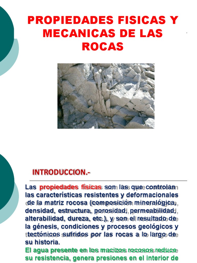 Propiedades Fisicas y Mecanicas de Las Rocas | PDF | Roca clástica | Roca (geología)