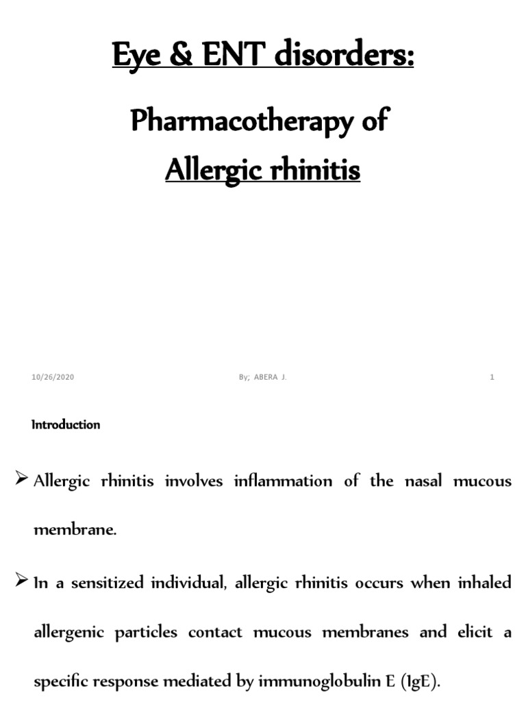 Pharmacotherapy for Allergic Rhinitis | PDF | Allergy | Allergen
