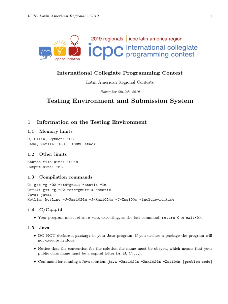 Icpc-La-2019 Warmup Info Sheet | PDF | Computer Engineering ...