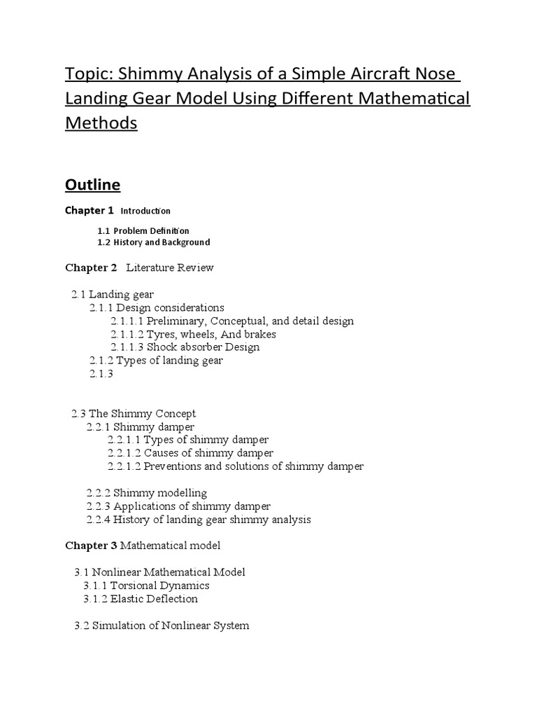 Topic: Shimmy Analysis of A Simple Aircraft Nose Landing Gear Model ...