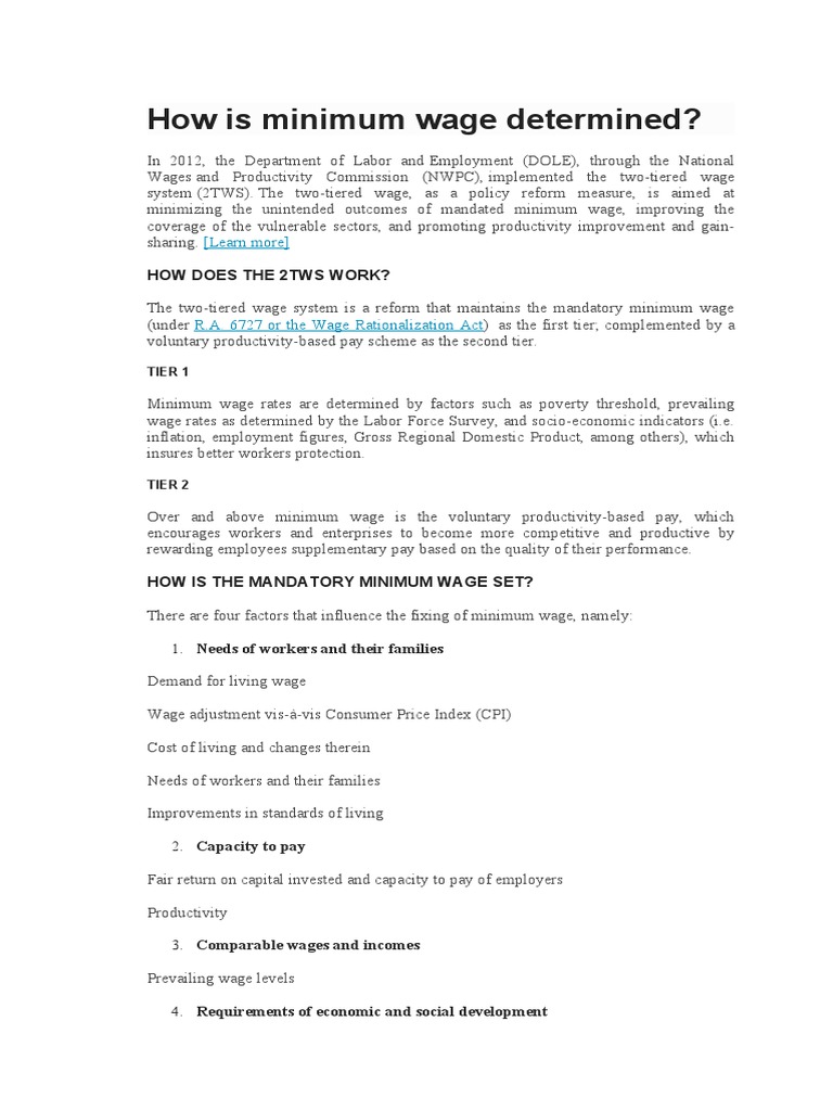 Understanding Minimum Wage Determination | PDF