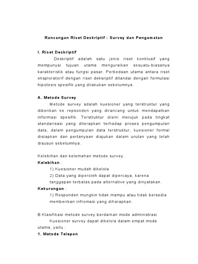 Rancangan Riset Deskriptif Survey Dan Observasi | PDF