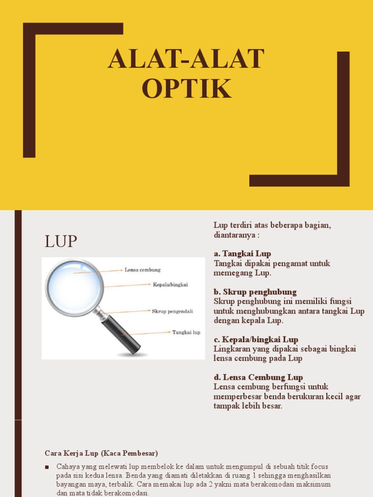 Panduan Alat Optik: Lup, Kamera, Mikroskop, Teleskop | PDF | Sains ...
