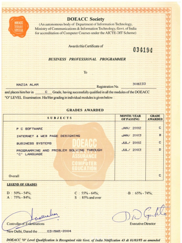 DOEACC O Level 2003 | PDF
