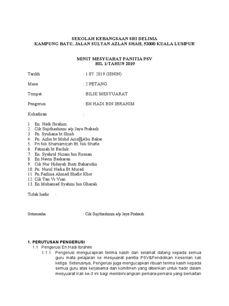 Minit Mesyuarat Kali 2 | PDF