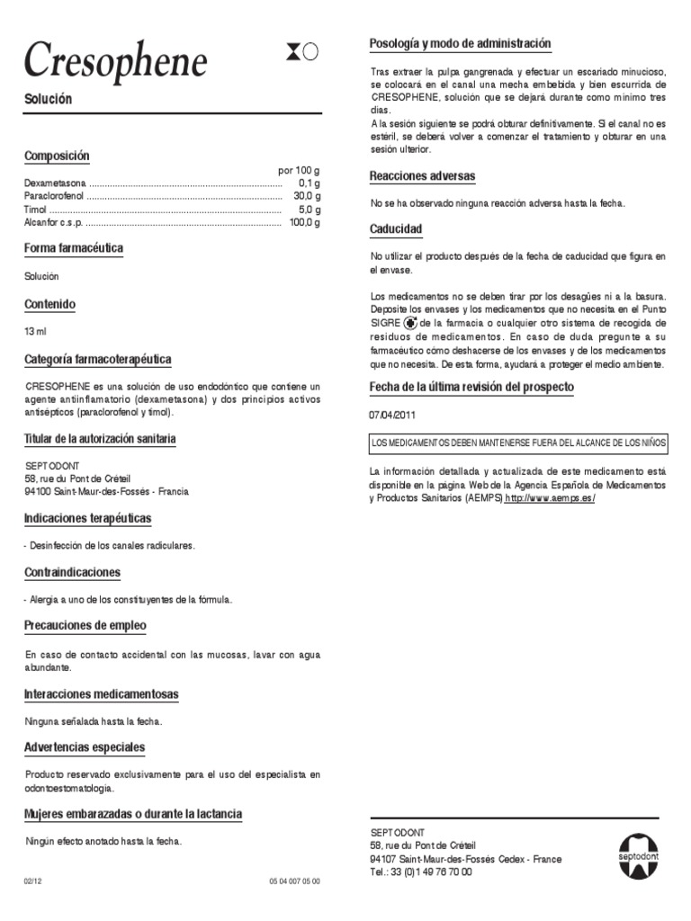 Cresophene PDF | PDF | Farmacia | Medicamentos con receta