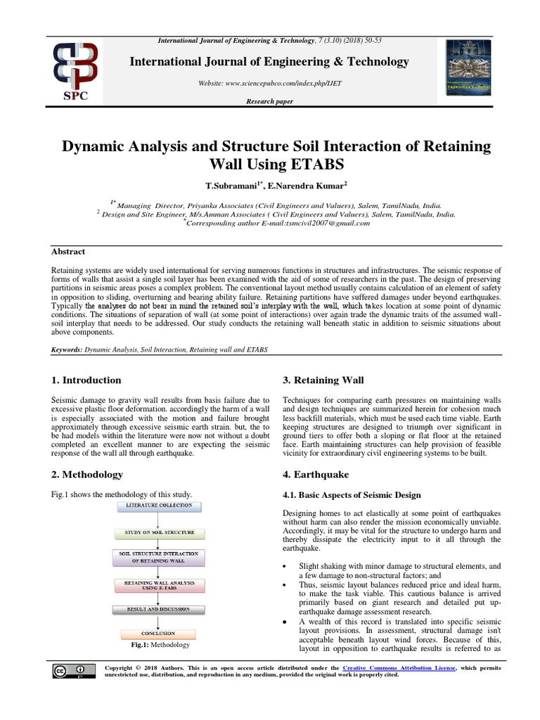 Dynamic Analysis and Structure Soil Interaction of Retaining Wall Using ...