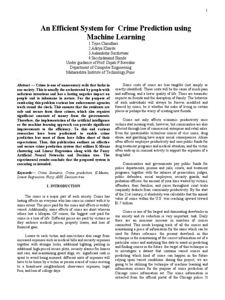 Crime Prediction Proposed Methodology Paper | PDF