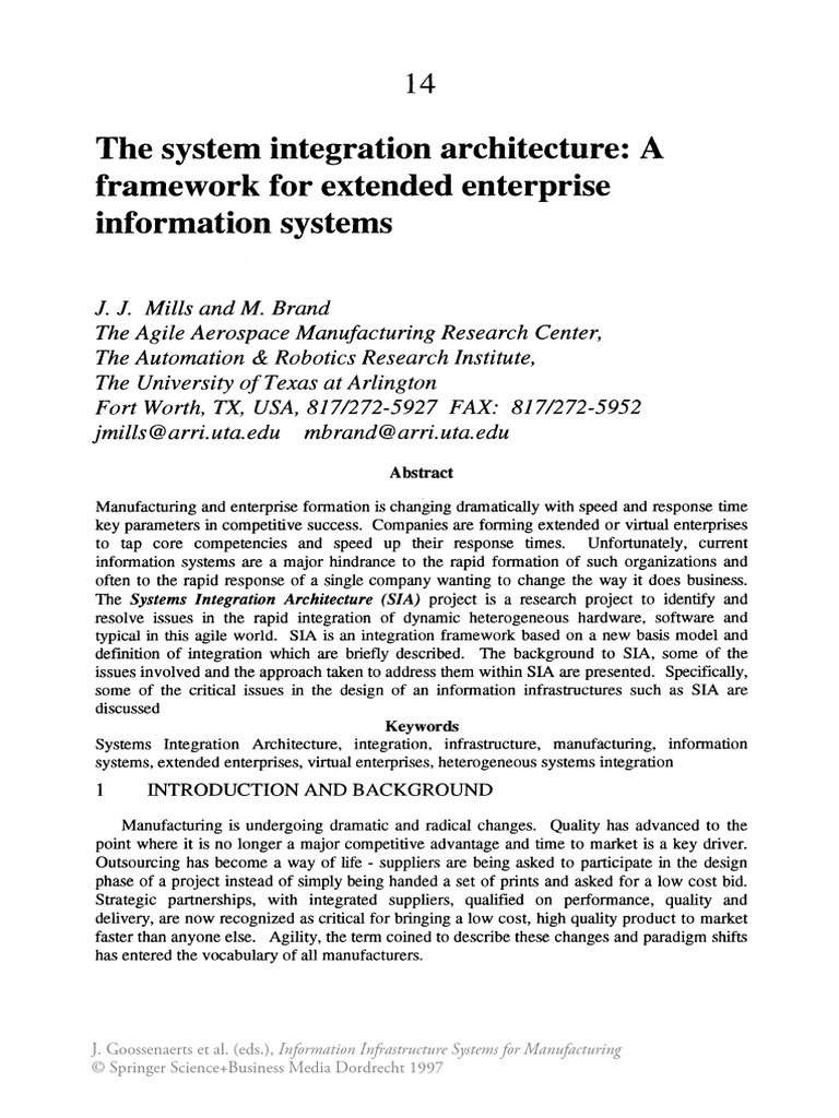 Mills-Brand1997 Chapter TheSystemIntegrationArchitectu PDF | PDF | Common Object Request Broker ...