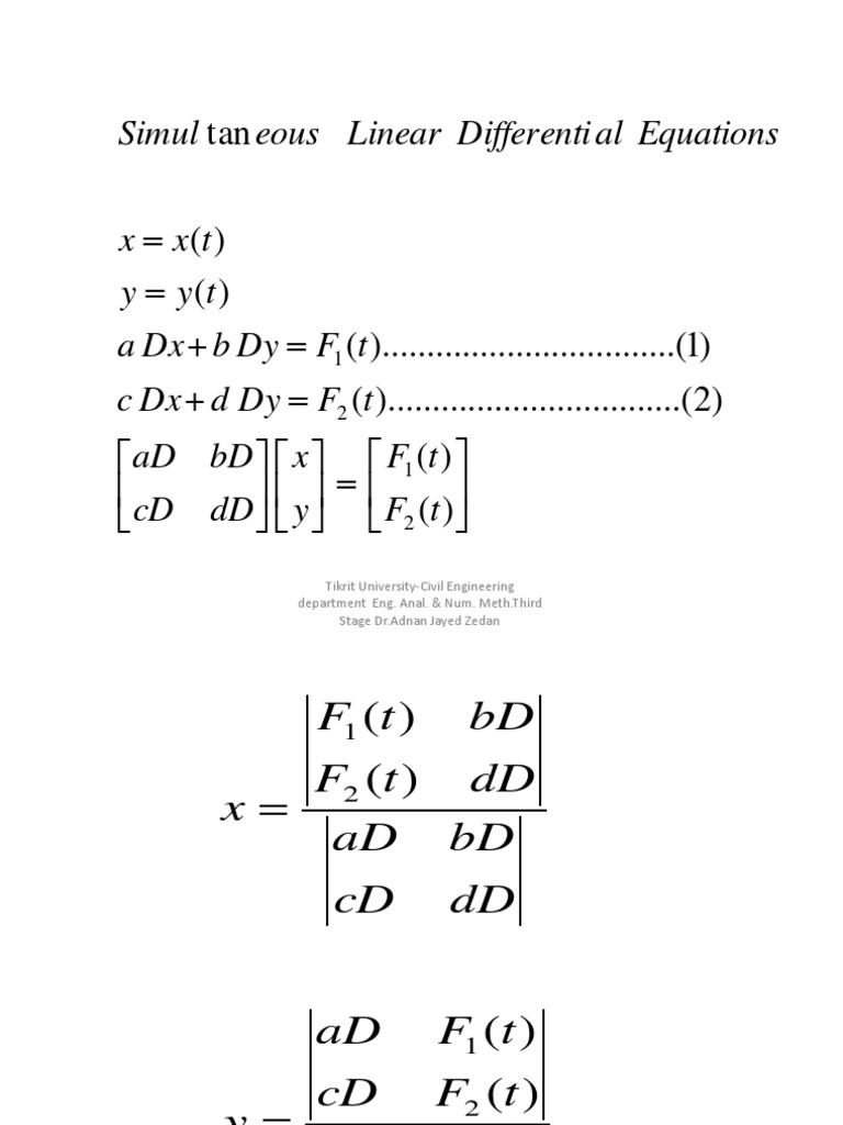 Equations Al Differenti Linear Eous Simul | PDF | Physical Sciences | Force