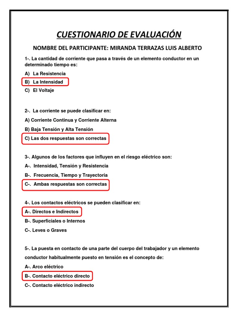 Cuestionario de Evaluación PDF | PDF