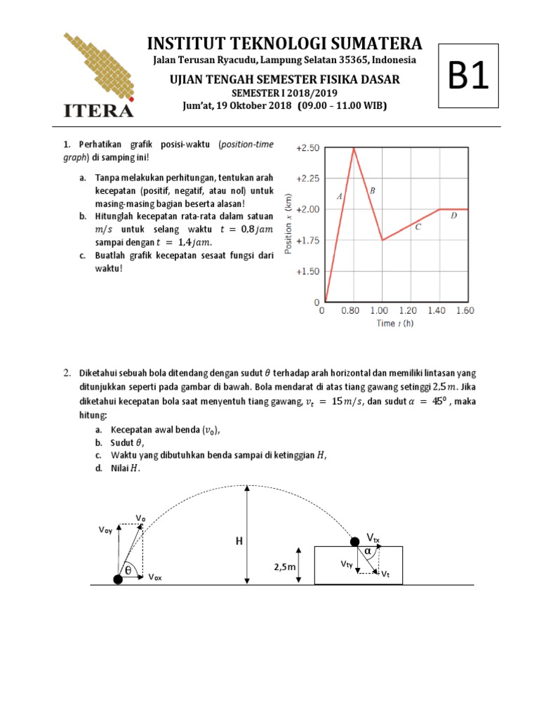 SOAL UTS FISIKA DASAR 1B - Tipe B1 PDF | PDF