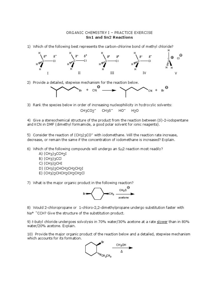 Organic Chemistry Practice Test Answers | PDF | Physical Chemistry ...