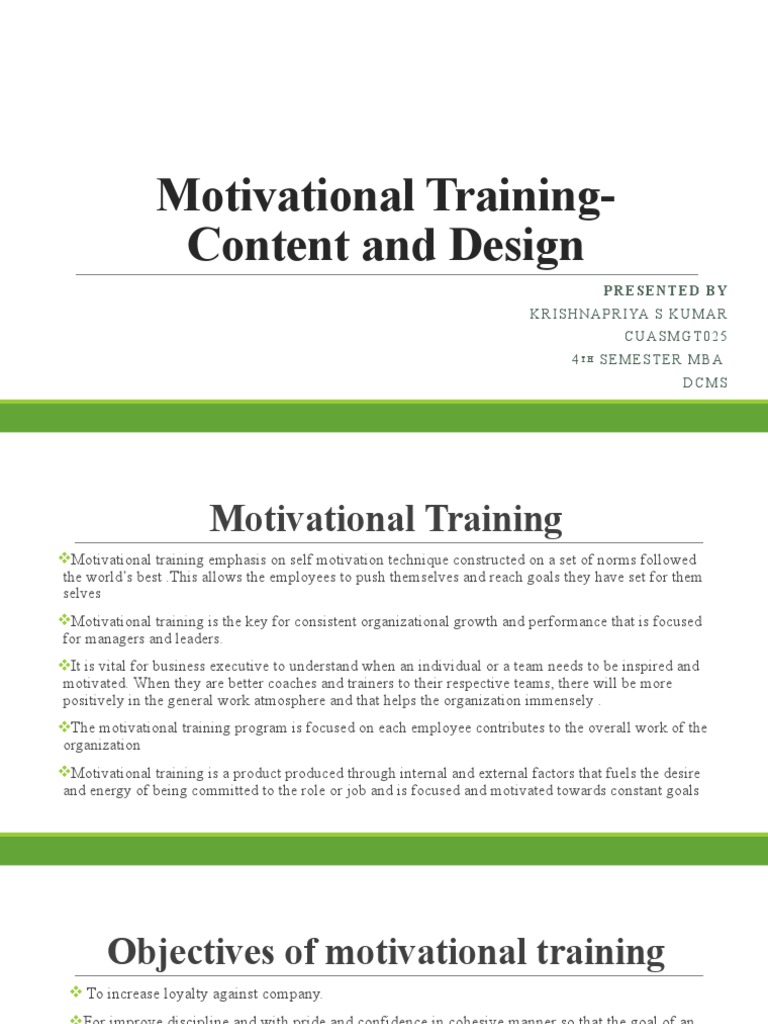 Motivational Training-Content and Design | PDF | Motivation | Motivational