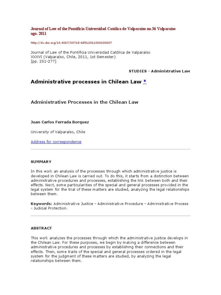 Administrative Processes in Chilean Law | PDF | Administrative Law ...