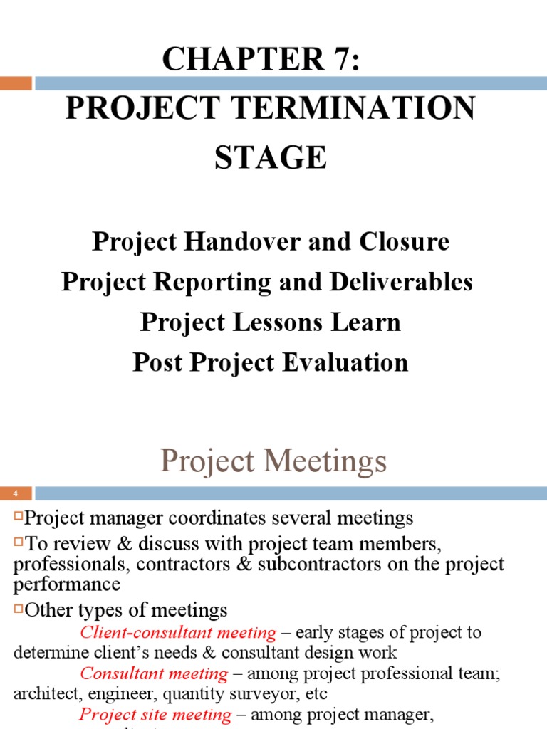 Chapter 7 at Project Termination at OPM655 | PDF | Evaluation | Business