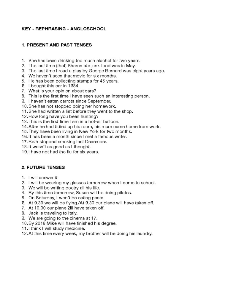 Key Rephrasing Angloschool PDF | PDF