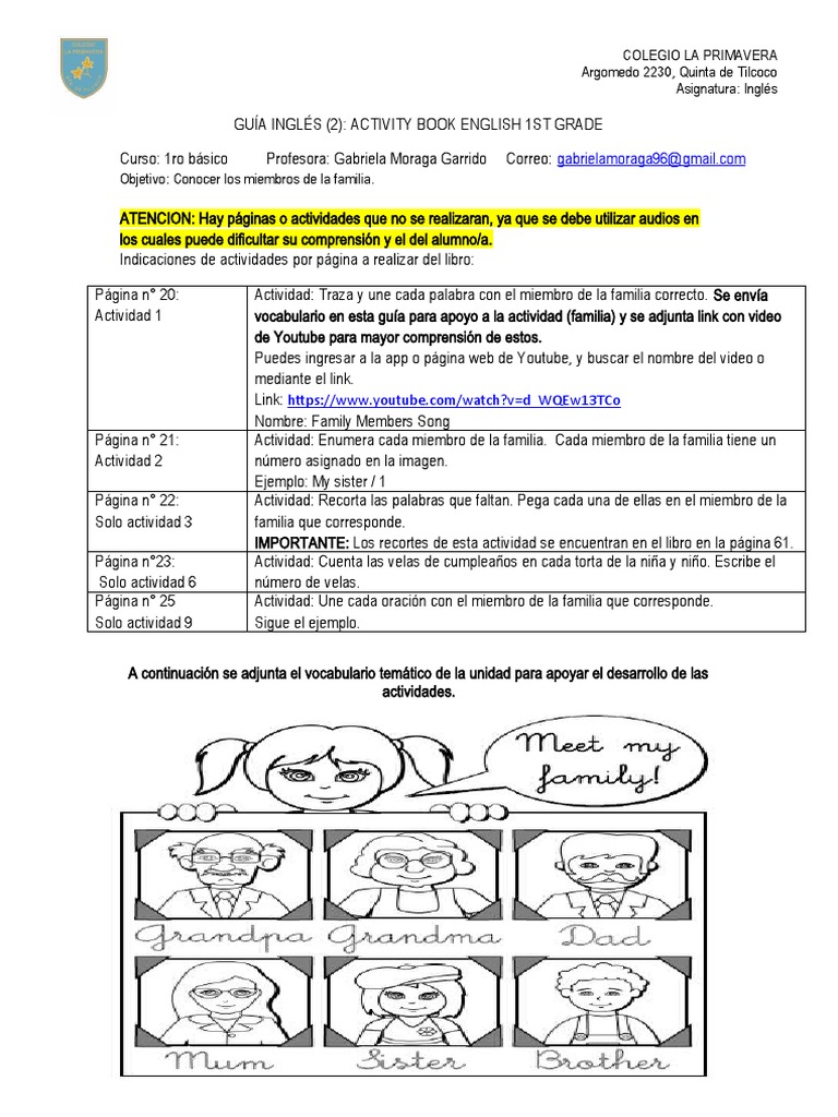 Activity Book English 1ST Grade | PDF