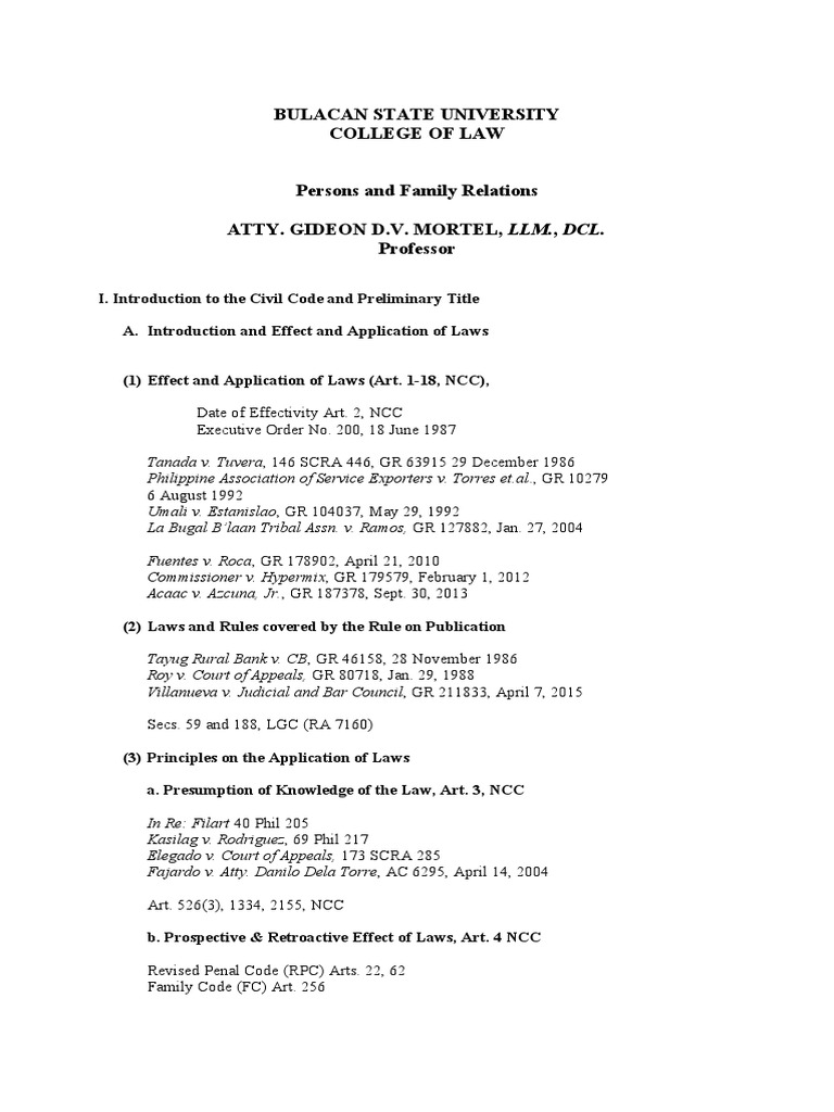 Bulacan State University College of Law: Date of Effectivity Art. 2 ...