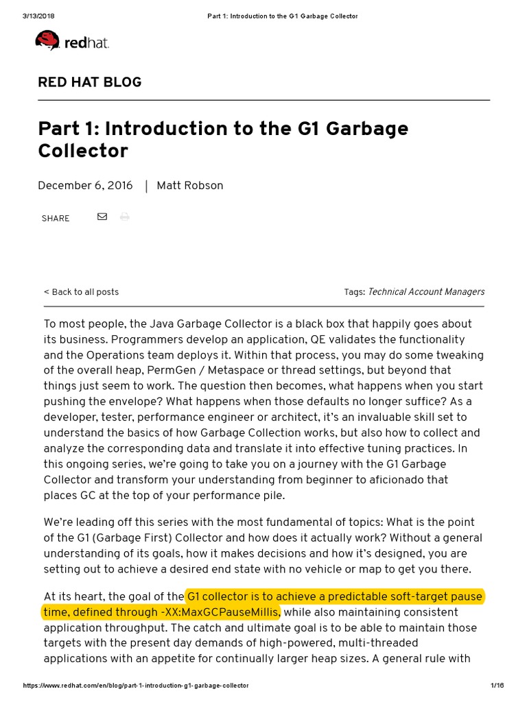 Part 1 - Introduction To The G1 Garbage Collector PDF | PDF | Computer Programming | Computing