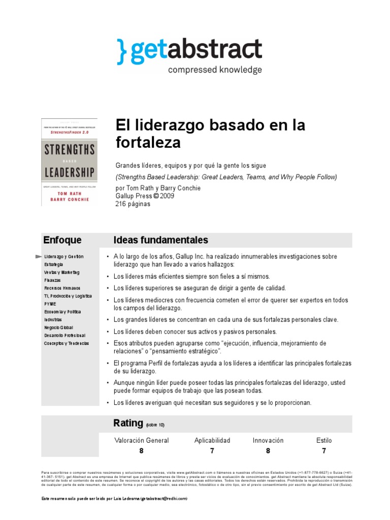 Getabstract El-Liderazgo-Basado-en-Fortalezas | PDF | Liderazgo ...
