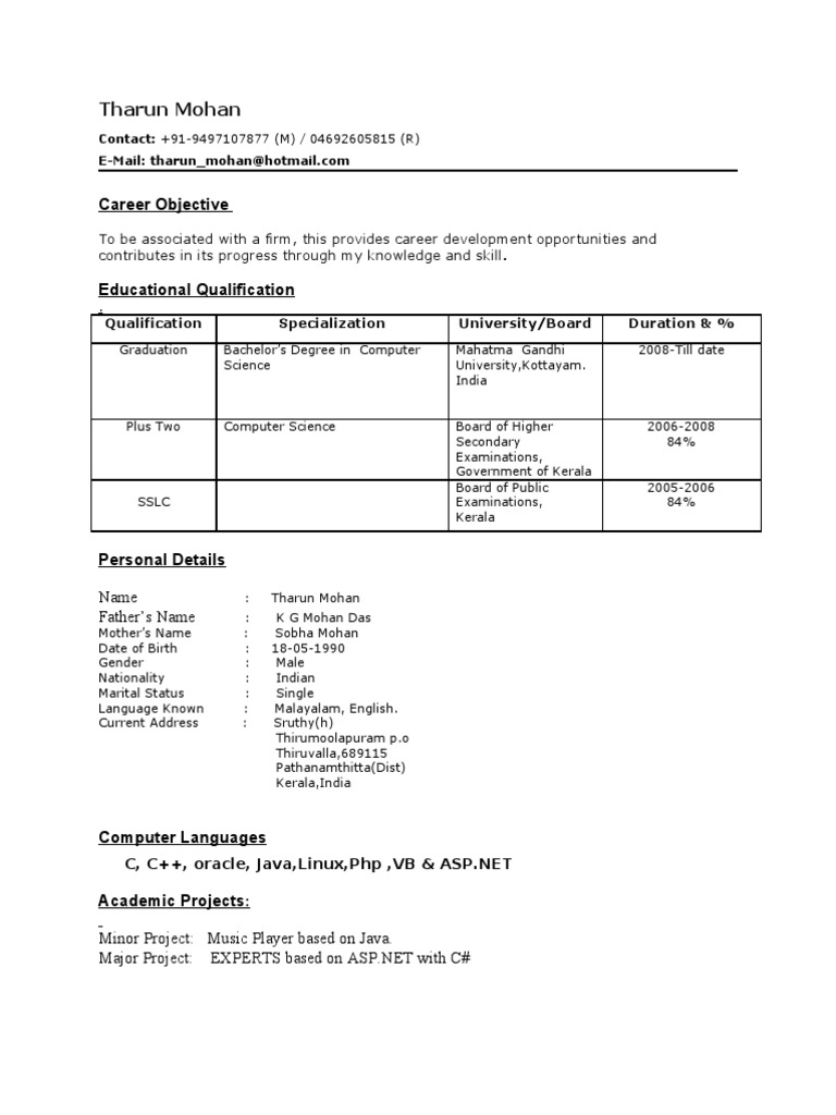 Tharun CV | PDF | Microsoft Visual Studio | Oracle Database