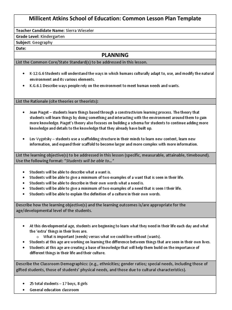 Lesson Plan | PDF | Individualized Education Program | Lesson Plan