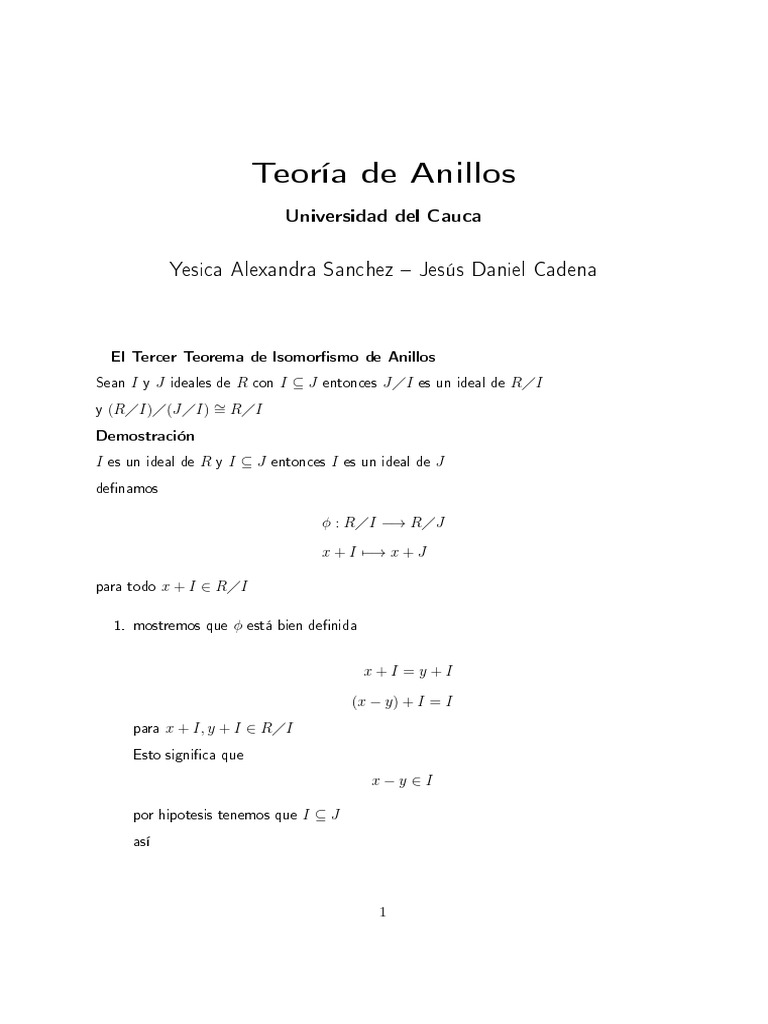 Tercer Teorema de Isomorfismo de Anillos | PDF
