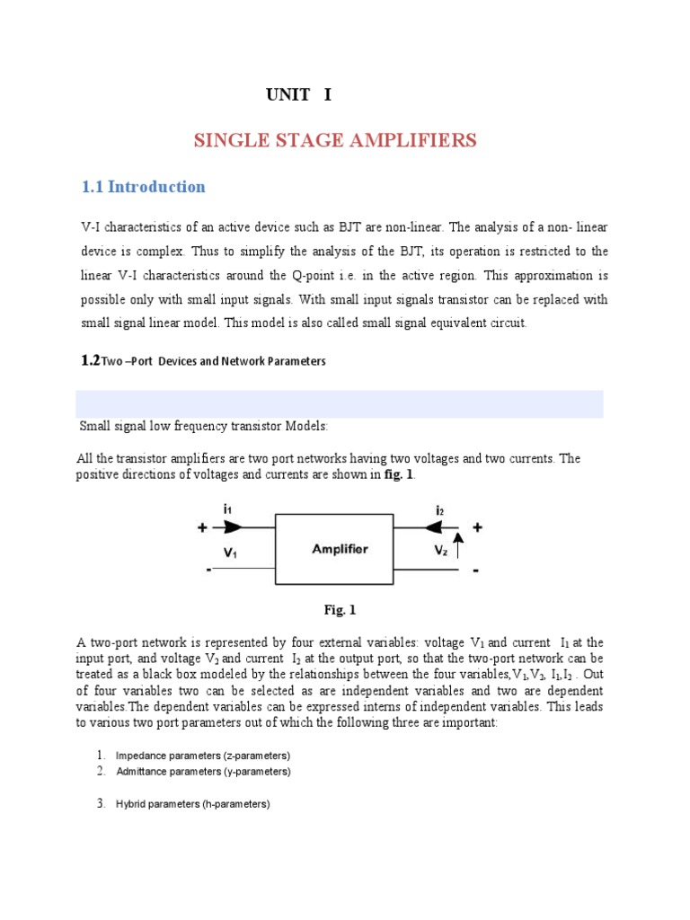 Edc Unit 5 Small Signal Low Freq BJT Models | PDF | Amplifier | Bipolar Junction Transistor