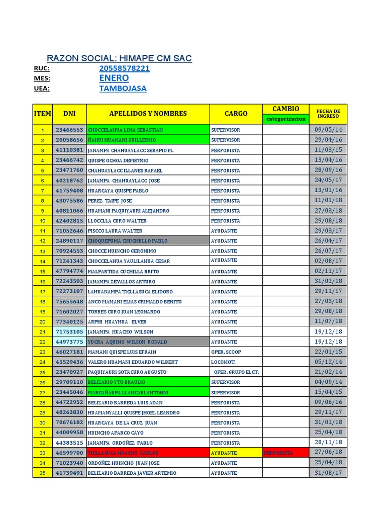 CONTROL DE ASIST. HIMAPE. Ene. 19 | PDF