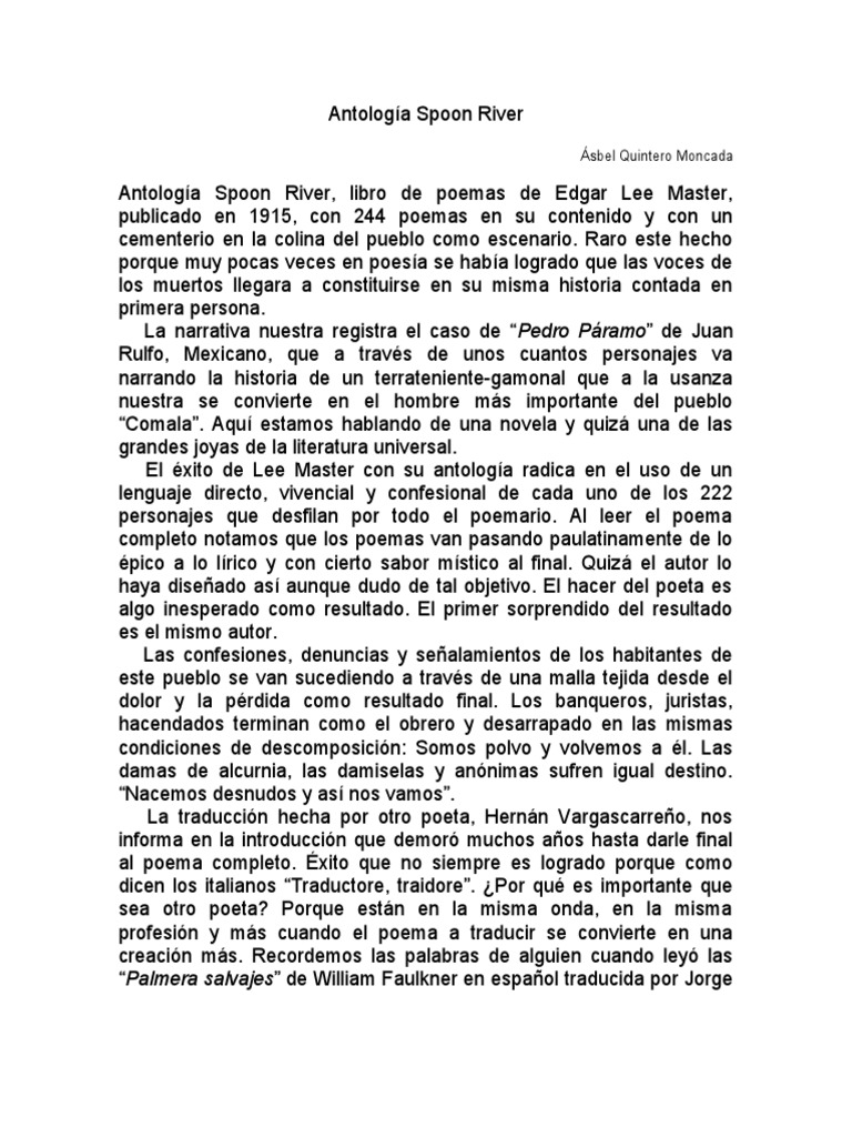 Antología de Spoon River: Poemas y Vidas | PDF | Poesía | Libros