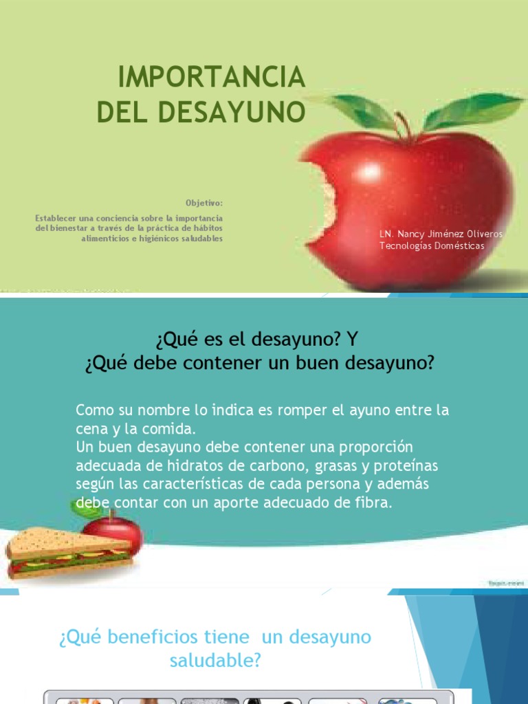 Importancia Del Desayuno | PDF | Alimentos | Cereales