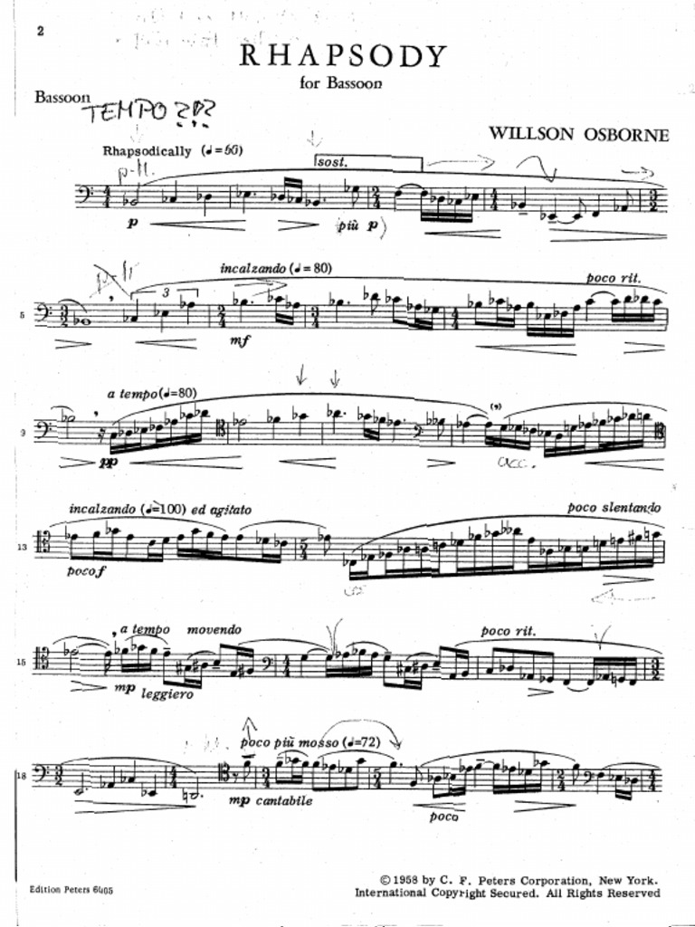 OSBORNE - Rhapsody For Bassoon | PDF