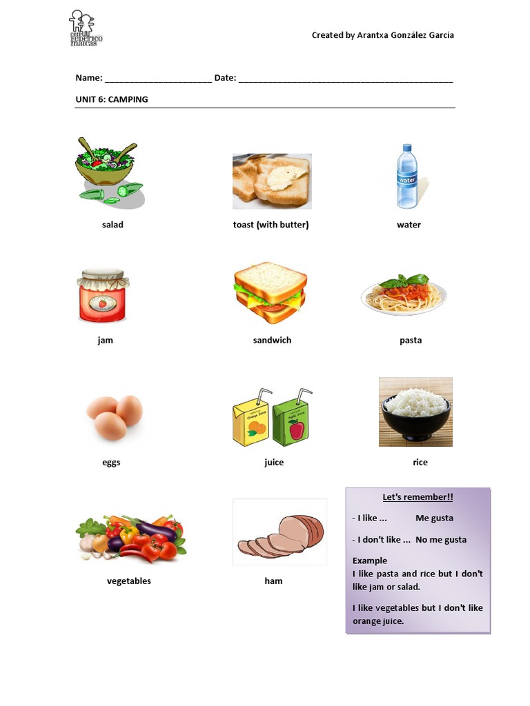 Camping Food Preferences and Questions | PDF | Lunch | Food And Drink