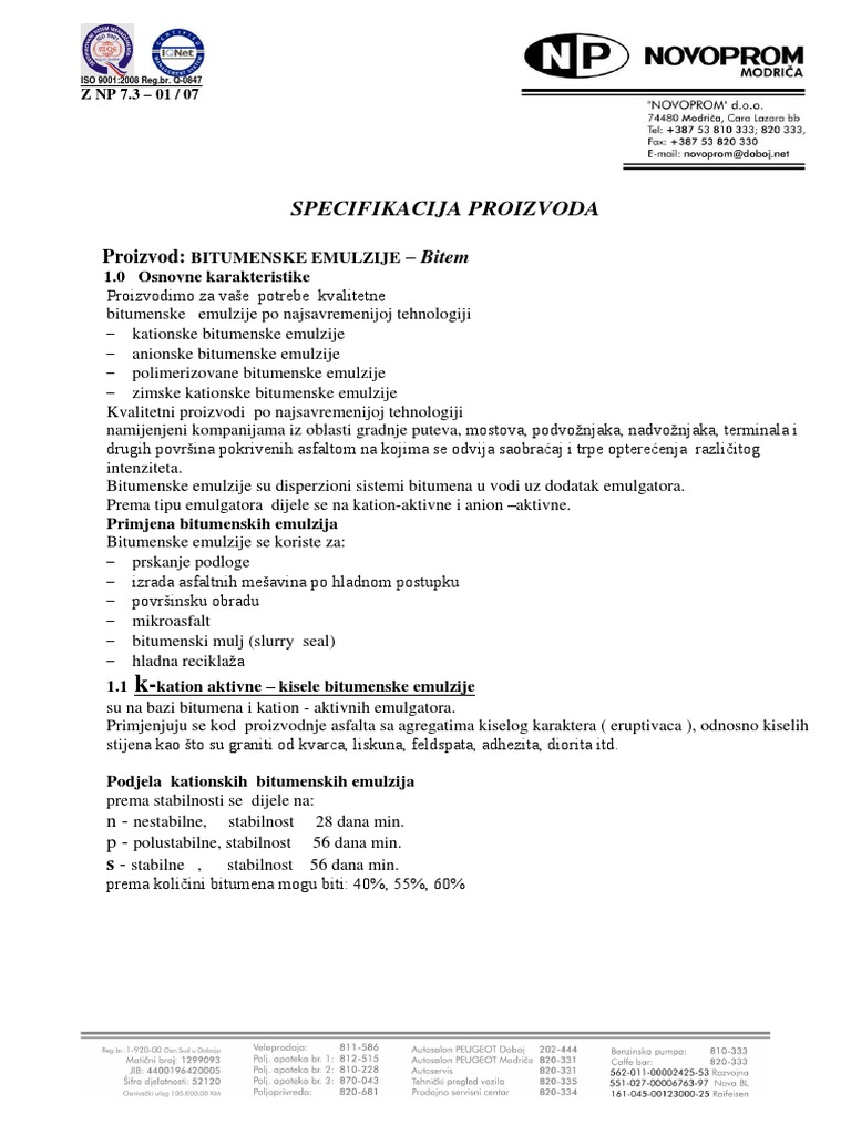 Bitumenske Emulzije | PDF