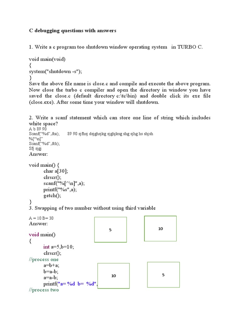 General C Debugging Questions With Answers | PDF | Computers ...