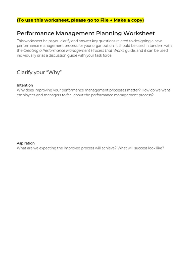Performance Management Planning Worksheet | PDF | Business ...