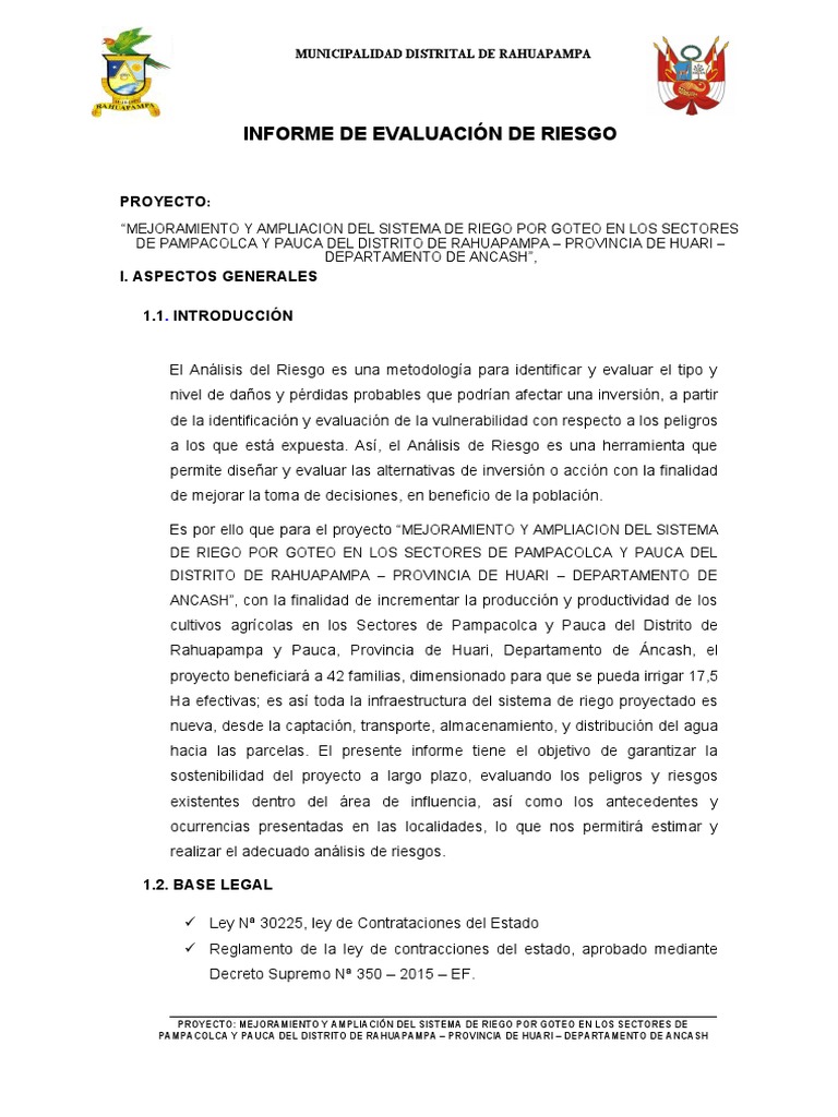 Informe De Analisis De Riesgos Pdf Riego Vulnerabilidad