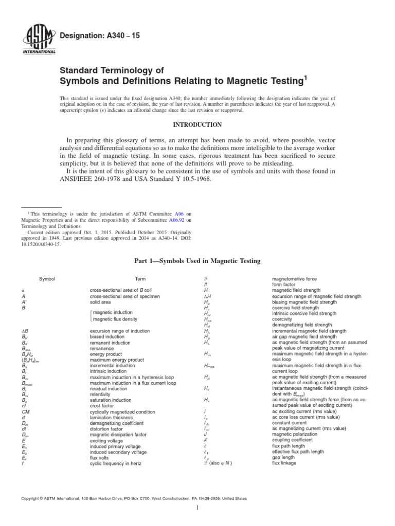 A340-15 Standard Terminology of Symbols and Definitions Relating To ...