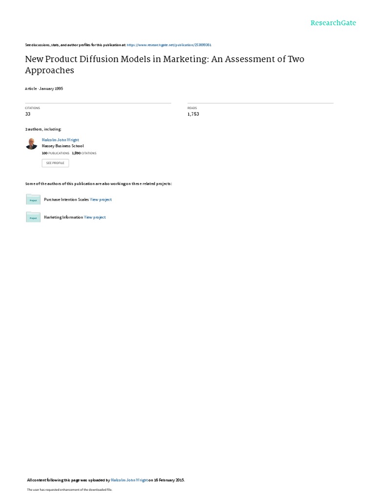 New Product Diffusion Models in Marketing An Asses-Page1 | PDF